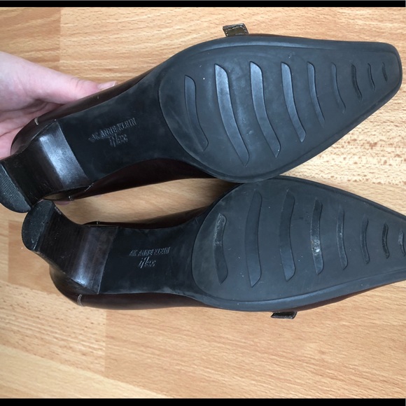 Anne Klein | Shoes | Anne Klein Square Pointy Toed Brown Leather Heels | Poshmark